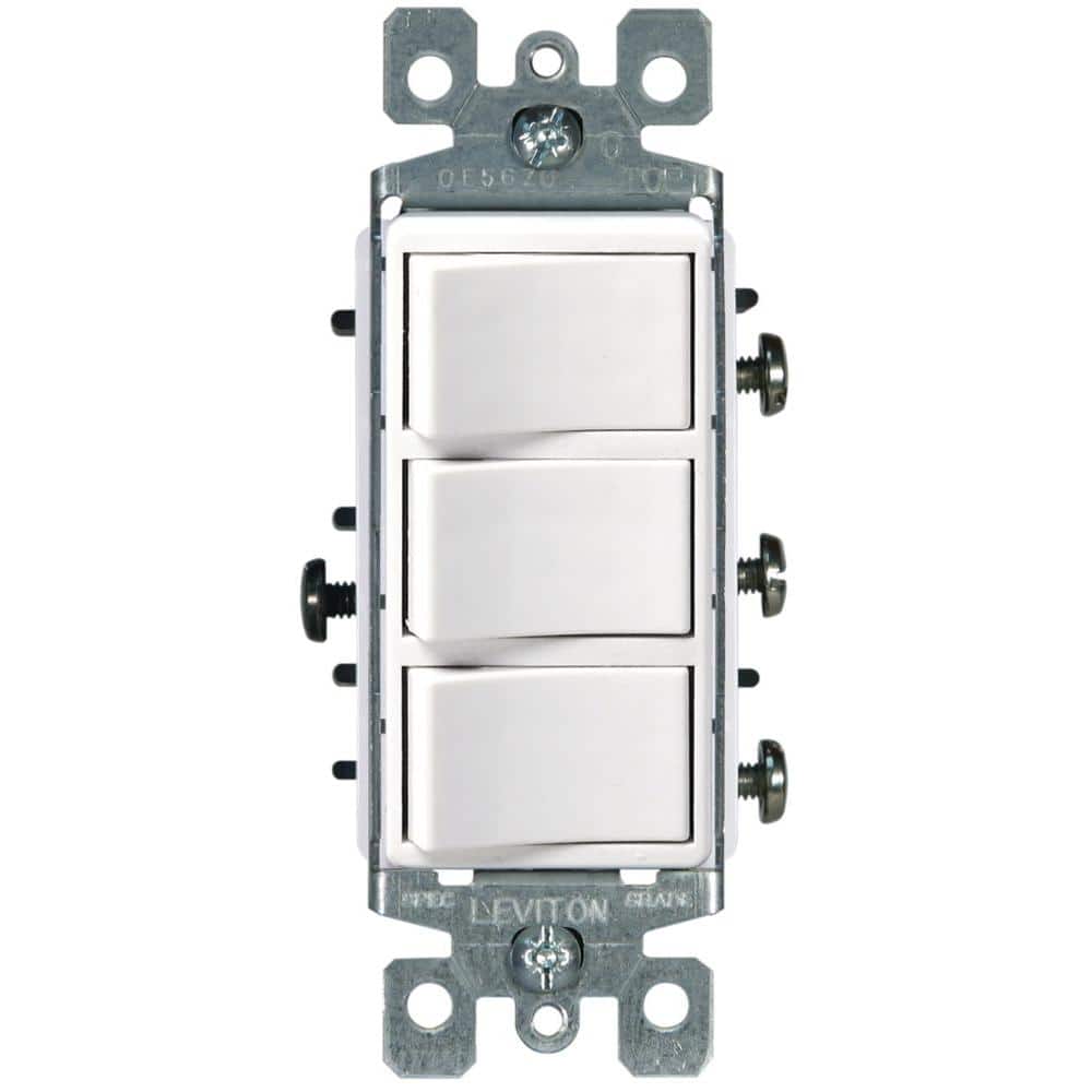 3-WHT S/P DECO SWITCHES-15a 120-277v/SGK POLE/COMM GRADE