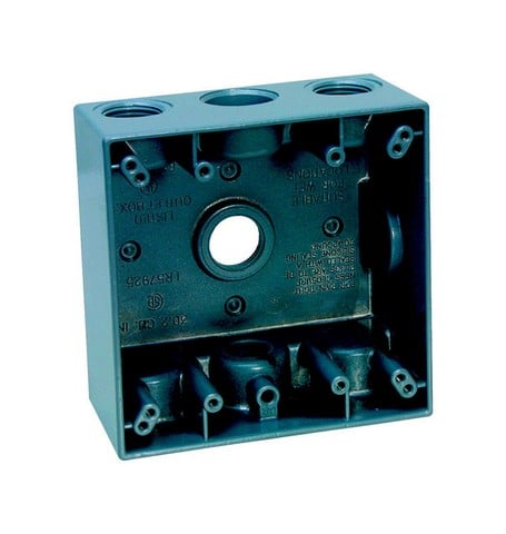 W/P 2G/4 1/2*HOLE BOX-GREY 2 GANG/4 HOLE W/PLUGS-SHRINK