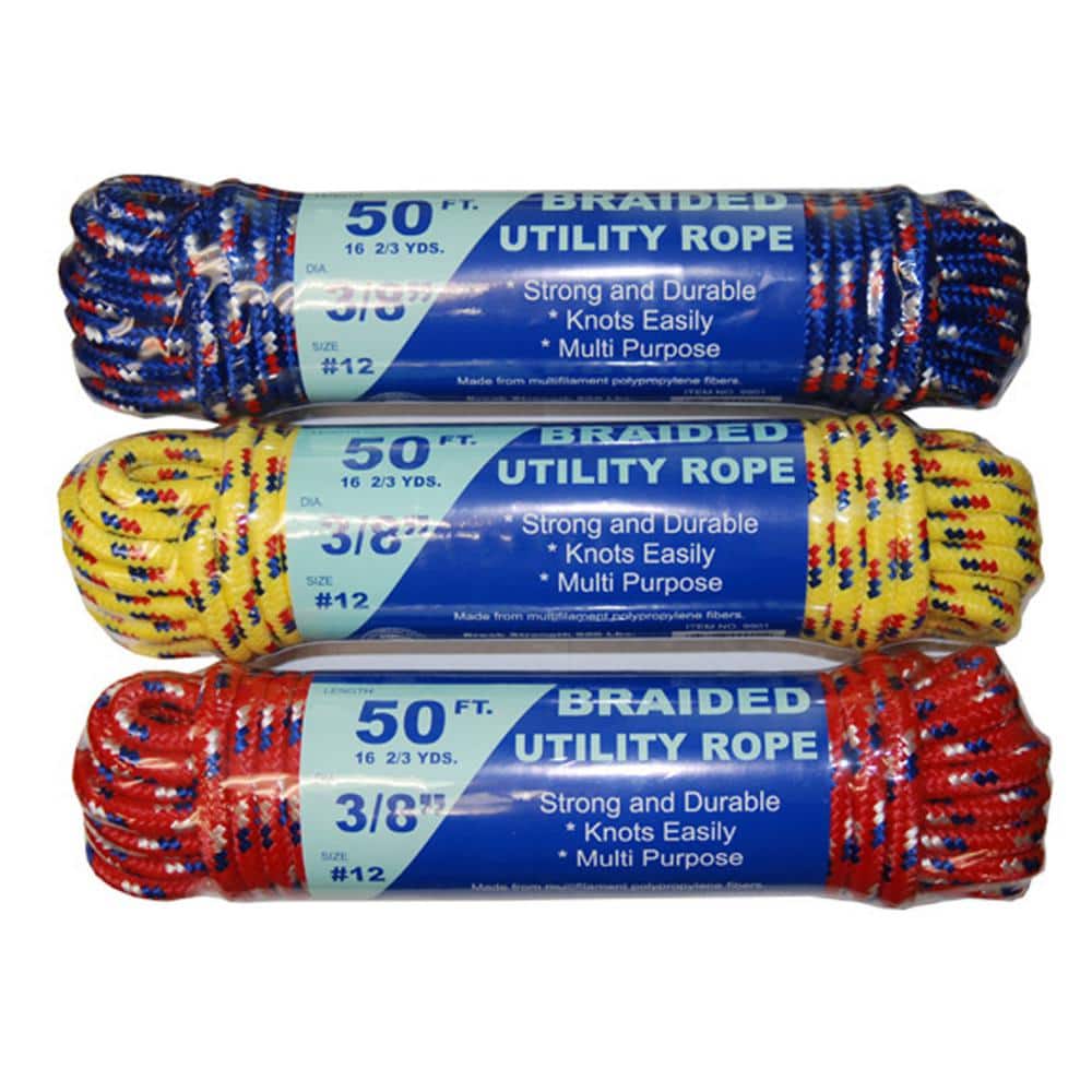 #12-3/8*x50'UTILITY POLY BRAIDASSORTED COLOR BRAIDED ROPE