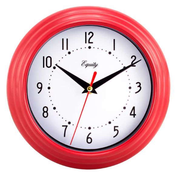 8"RD RED AA WAL CLOCK 6.5"RED FACE/QUARTZ/INDOOR