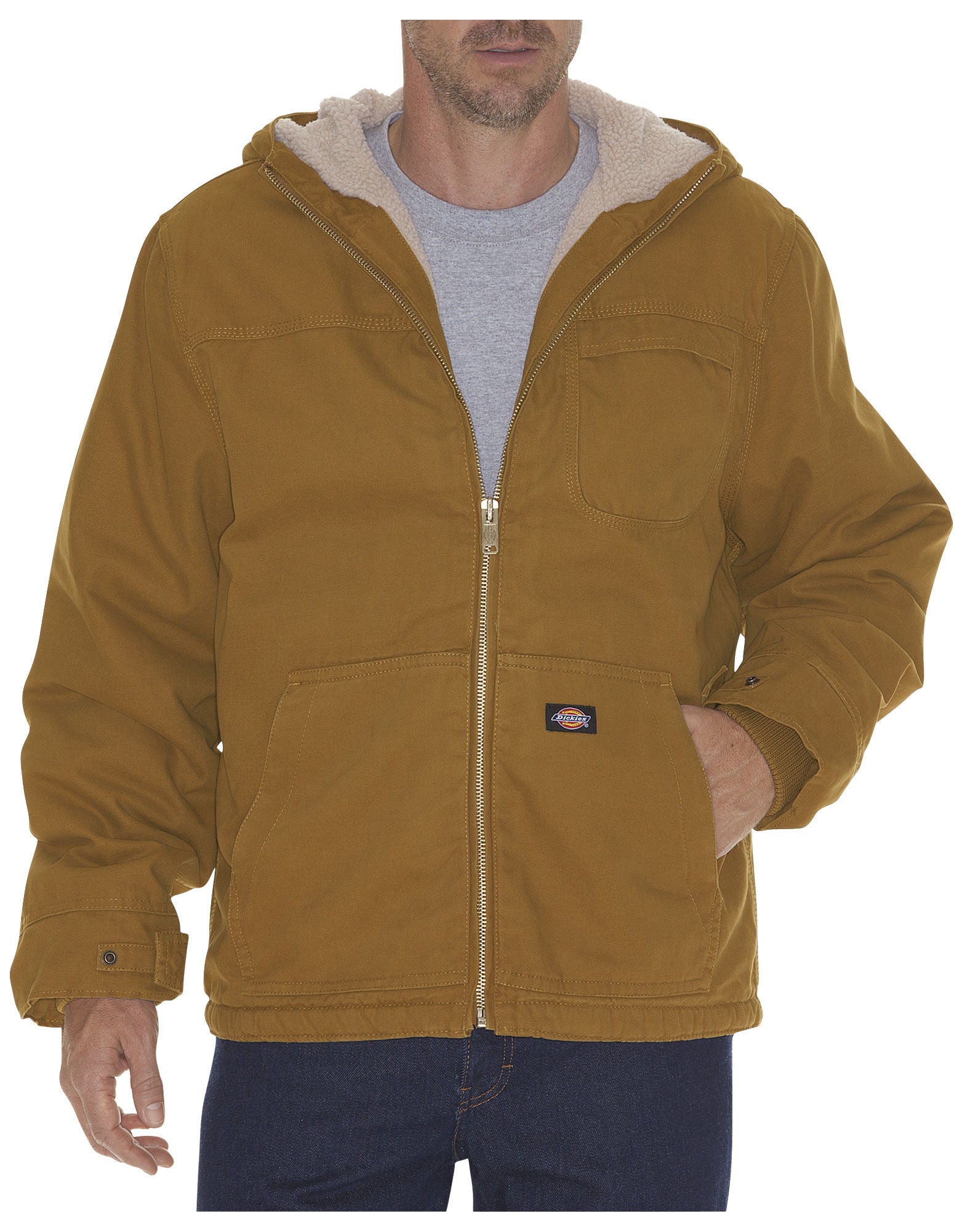 HOODED JACKET MED. BRN. SHERPA LINED